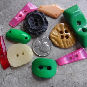 10 Funky Shaped Buttons Multi Sizes and Shades Grab Bag - Etsy