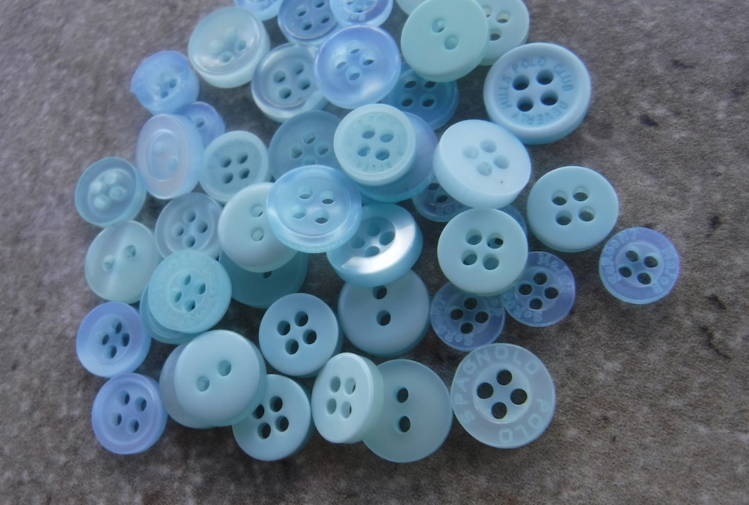 Baby Blue Buttons, 50 Small Assorted Round Sewing Crafting Bulk Buttons ...