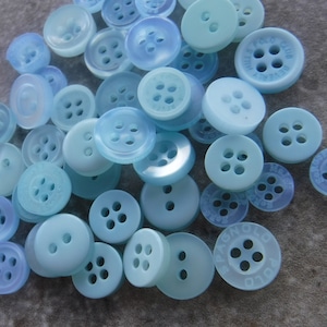 Baby Blue Buttons, 50 Small Assorted Round Sewing Crafting Bulk Buttons ...