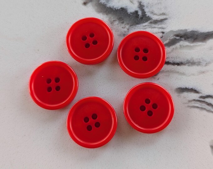 8 Red High Gloss Large Round Buttons Size 3/4" - Etsy