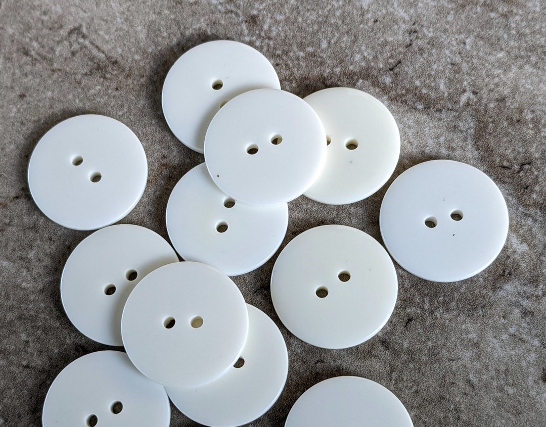 6 White Shiny Smooth Round Buttons Size 1" - Etsy