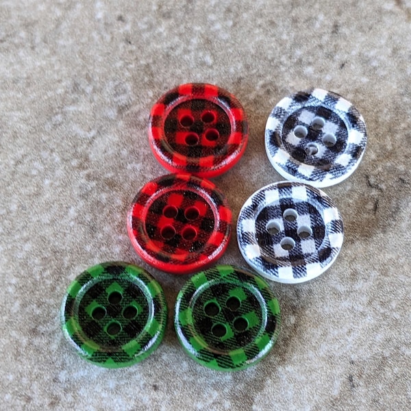 Plaid Buttons - Etsy