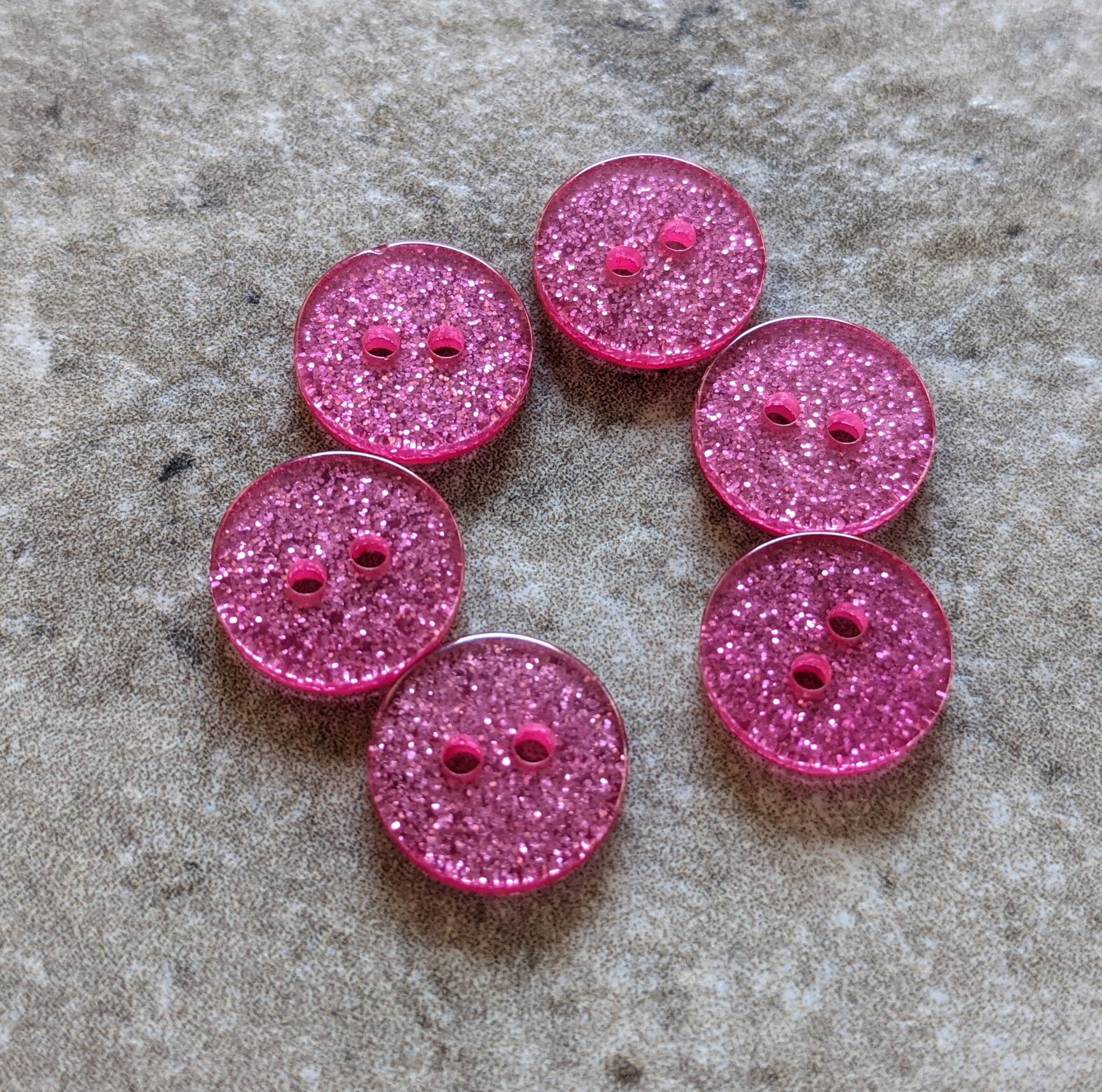6 Hot Pink Glitter Mini Round Buttons Size 7/16 | Etsy