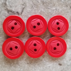 6 Red Square Inside Round Buttons Size 9/16" - Etsy