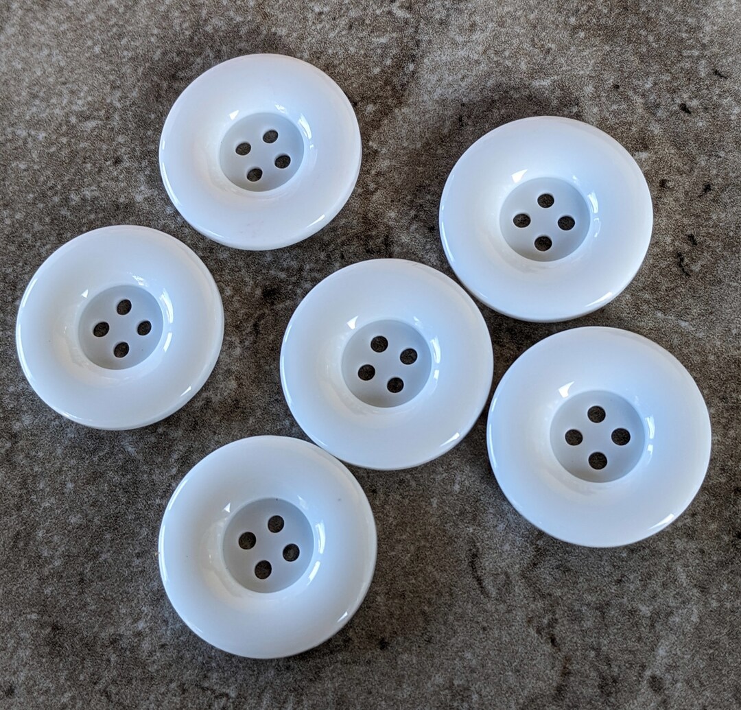 6 off White Flat Wide Rim Round Buttons Size 15/16" - Etsy