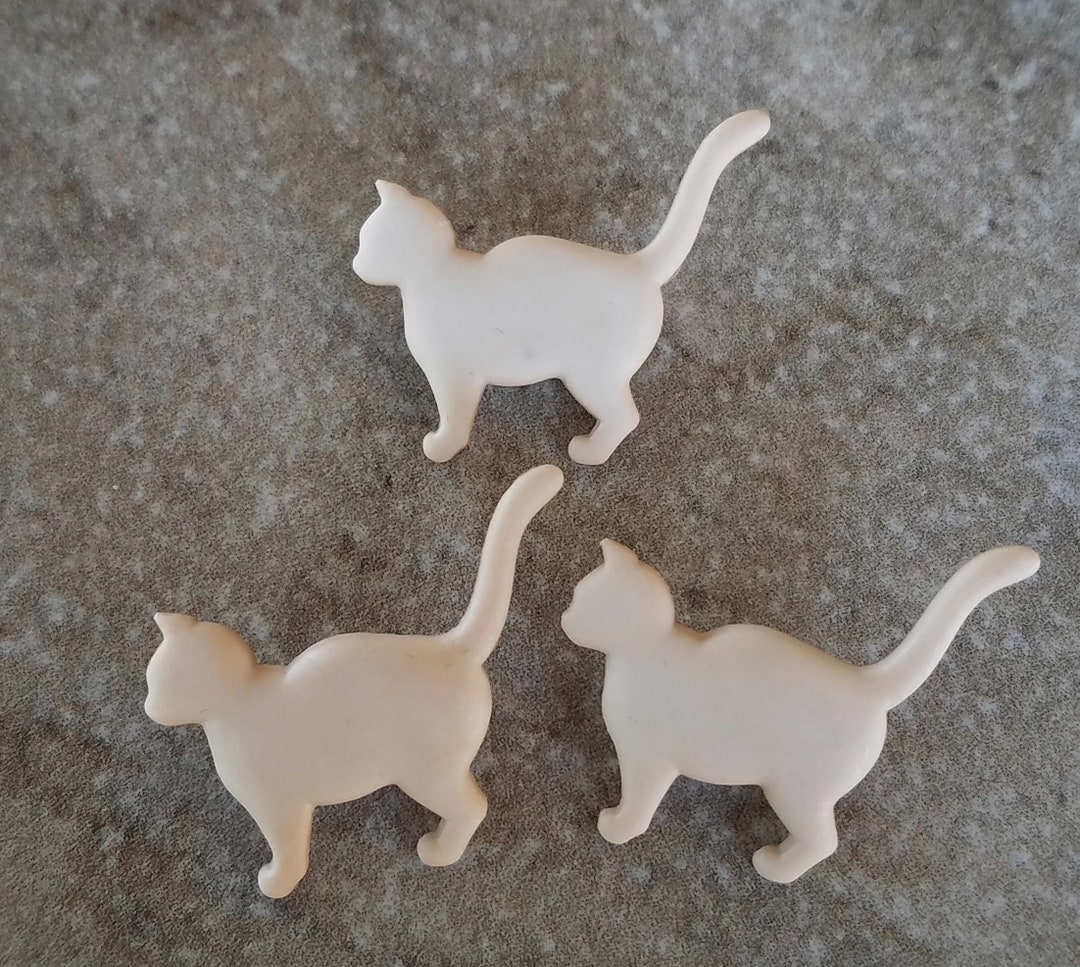 3 Silhouette Tan Walking Cat Shank Buttons Size 1 1/8" Crafting Sewing ...