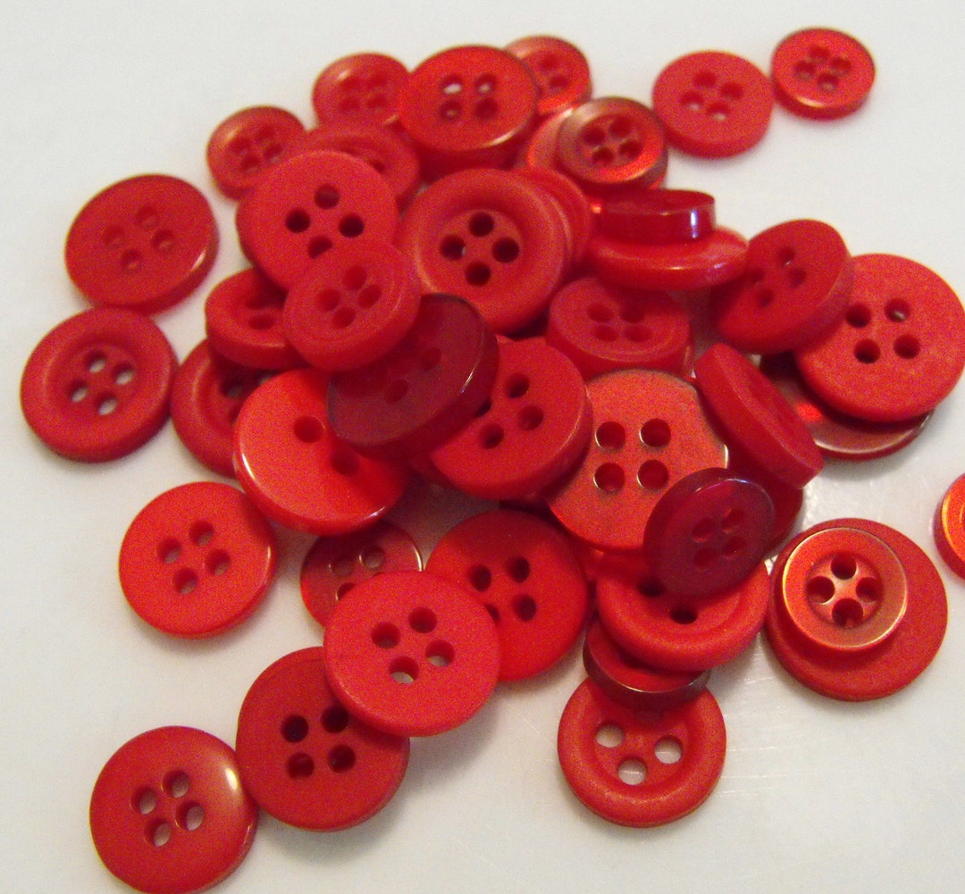 Fire Engine Red, 50 Small Assorted Round Sewing Crafting Bulk Buttons ...