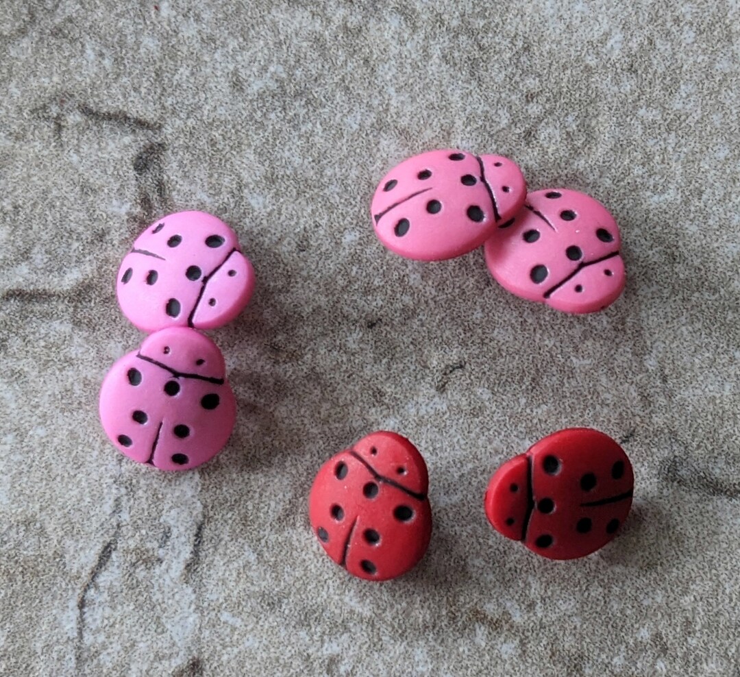 6 Small Solid Ladybug Shank Buttons Size 3/8" - Etsy