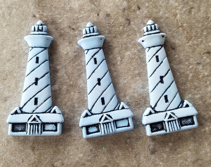 3 Tall Blue Lighthouse Flat Back Buttons Size 1/2" - Etsy