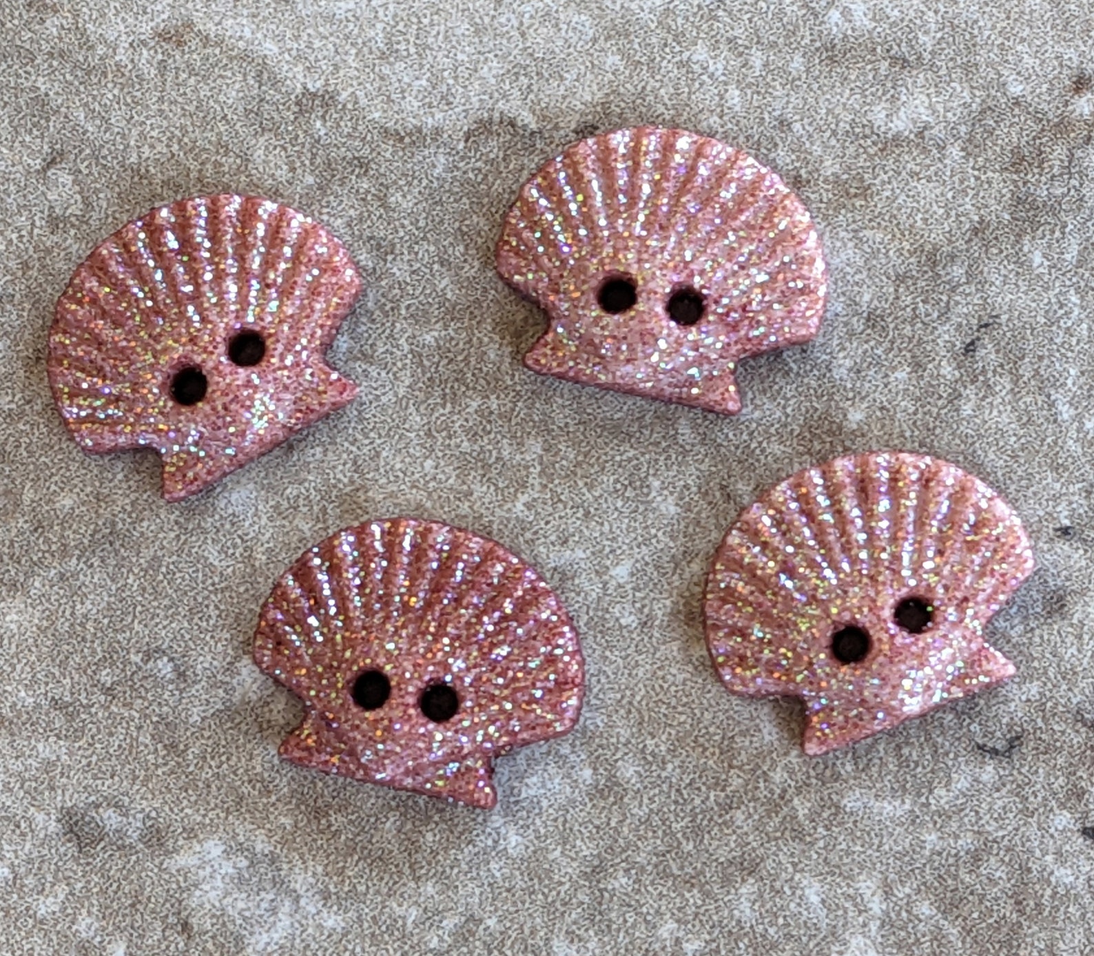 4 Glitter Flat Seashell Buttons Size 5/8" - Etsy