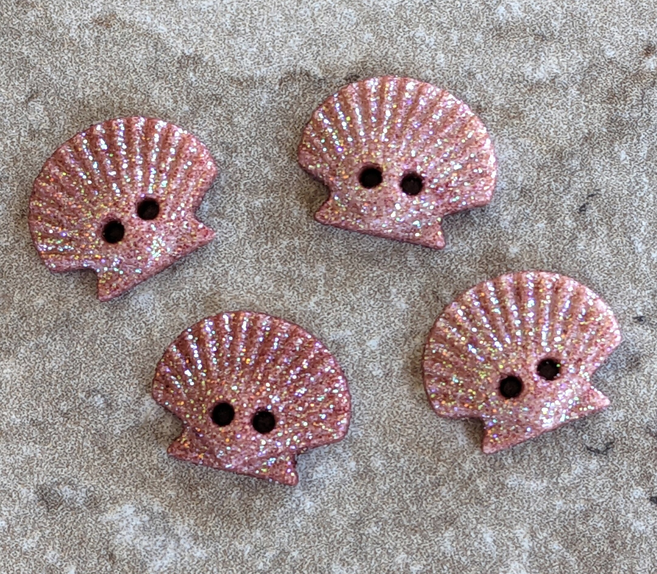 4 Glitter Flat Seashell Buttons Size 5/8" - Etsy