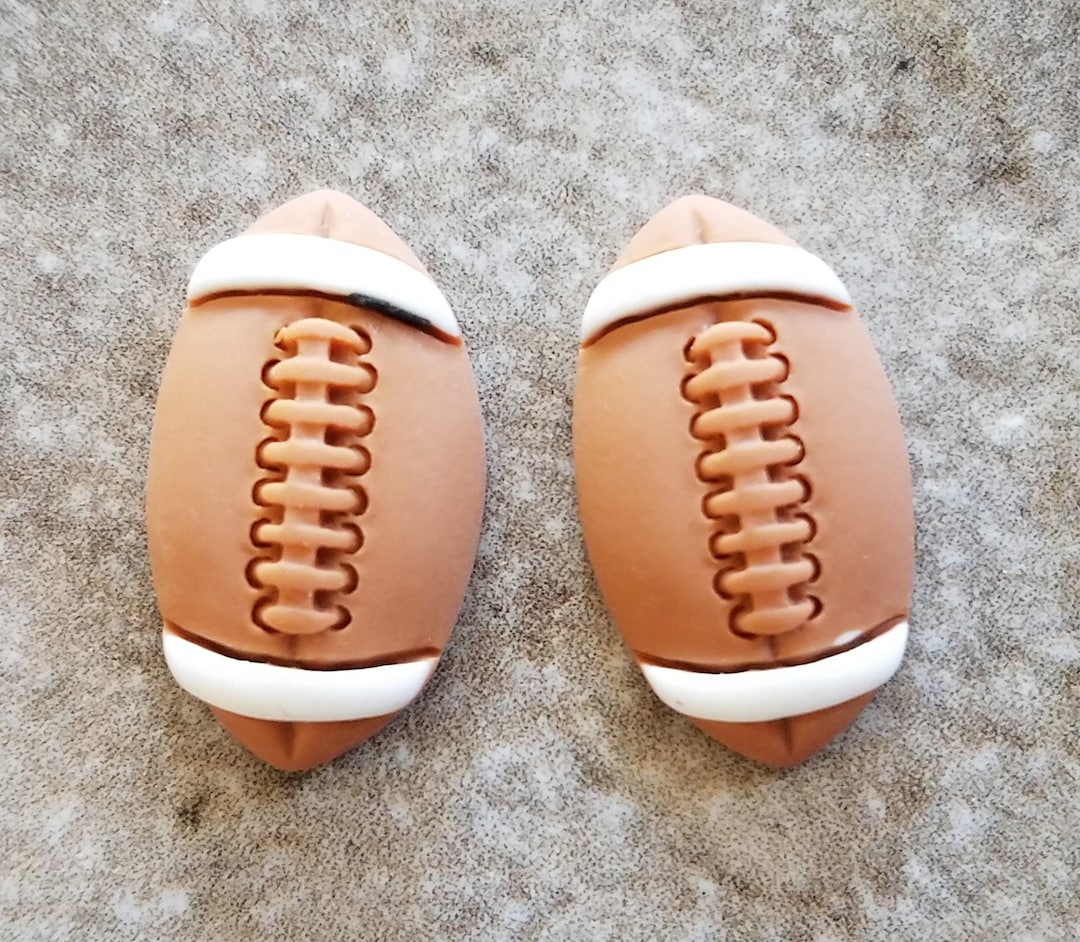 2 Football Large Flat Back Embellishment Buttons Size 15/16" Crafting ...