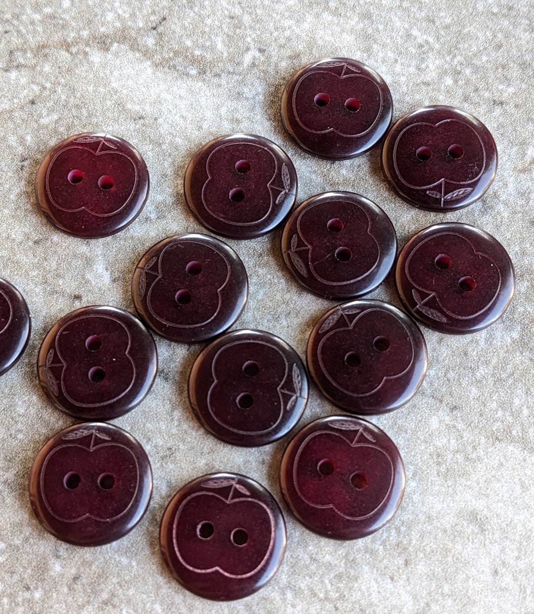 14 Wine Red Apple Topped Round Buttons Size 11/16" - Etsy