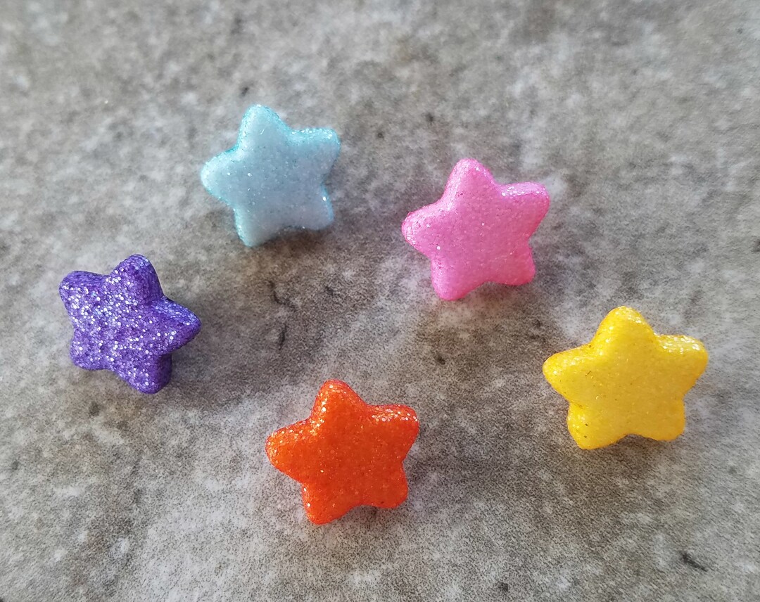 6 Glitter Puffy Stars Shank Buttons Size 7/16" - Etsy
