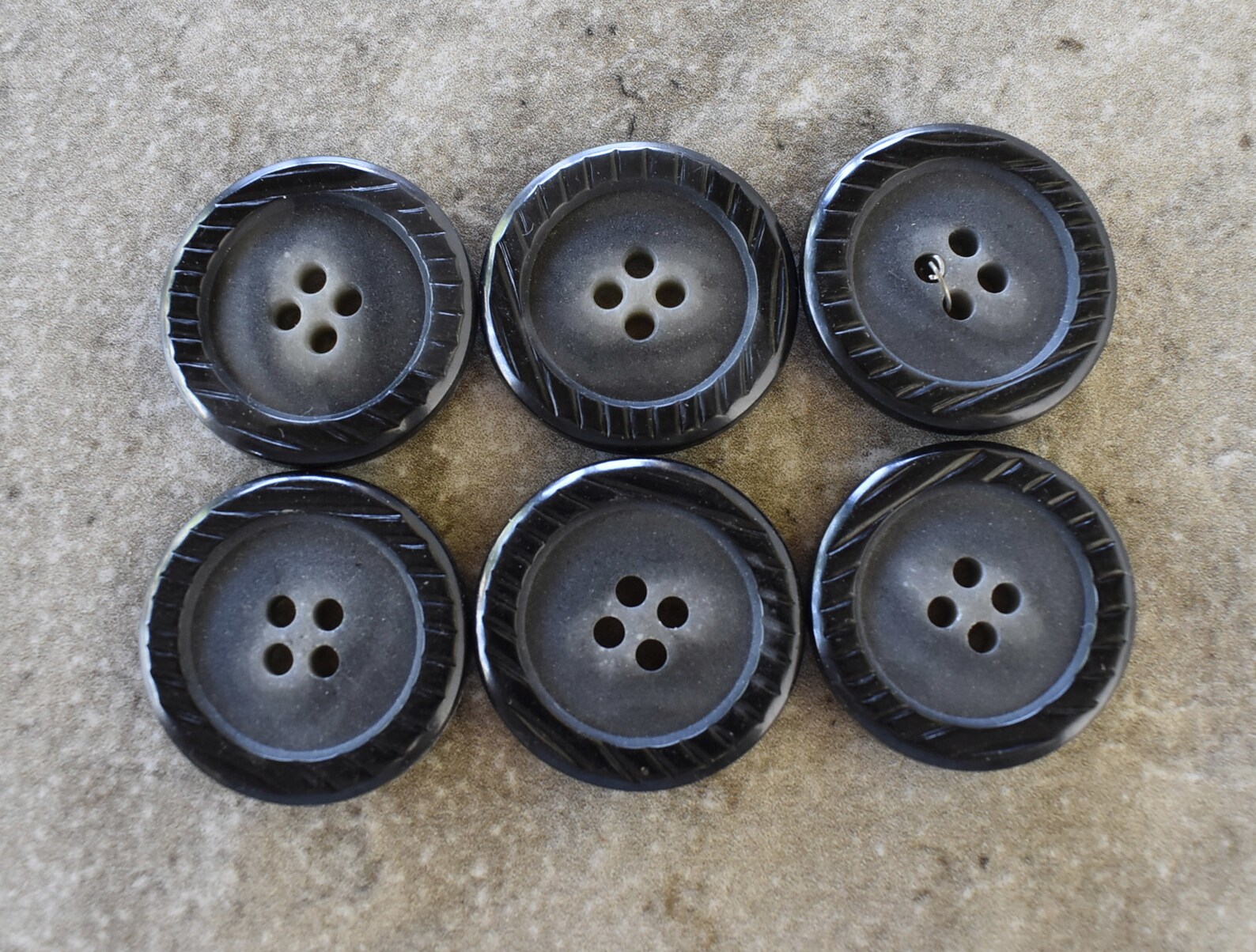 6 Vintage Black 4 Hole Round Buttons Size 1 1/8 129 - Etsy