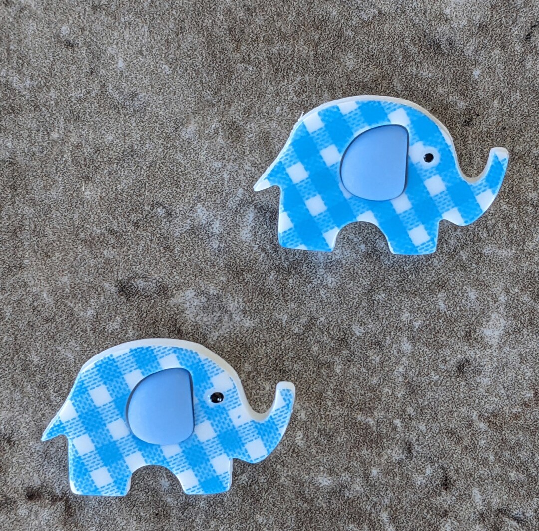 2 Checkered Elephant Shank Buttons Size 1 1/16" Crafting Sewing - Etsy