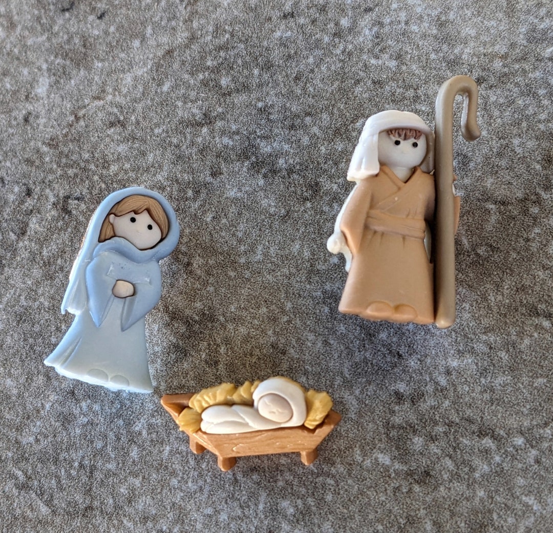 3 Nativity Mary, Joseph and Jesus Shank Buttons - Etsy