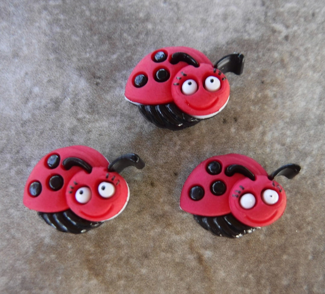 3 Bug Eyed Ladybug Shank Buttons Size 7/8" - Etsy