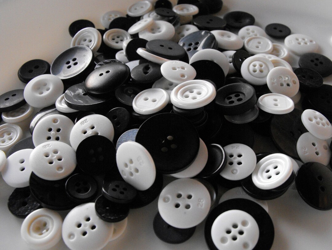 Tuxedo Buttons, 100 Bulk Assorted Round Multi Size Crafting Sewing ...