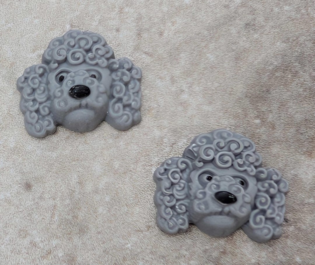 2 Furry Gray Poodle Flat Back Embellishment Buttons Size 7/8" - Etsy