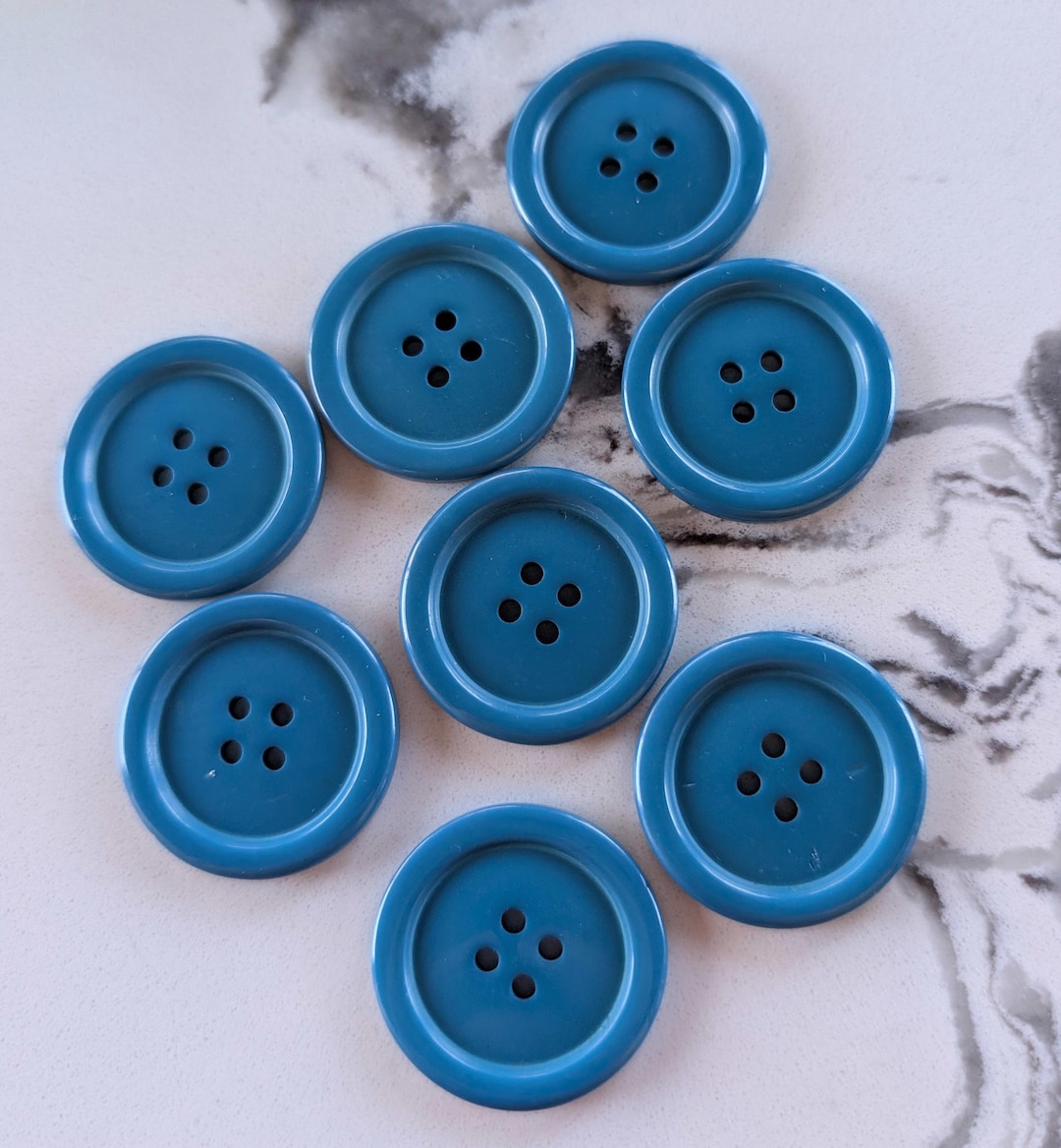 8 Dark Teal Thin Rounded Rim Large Round Buttons Size 1 3/16". - Etsy