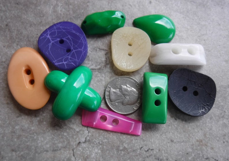 10 Funky Shaped Buttons Multi Sizes and Shades Grab Bag | Etsy