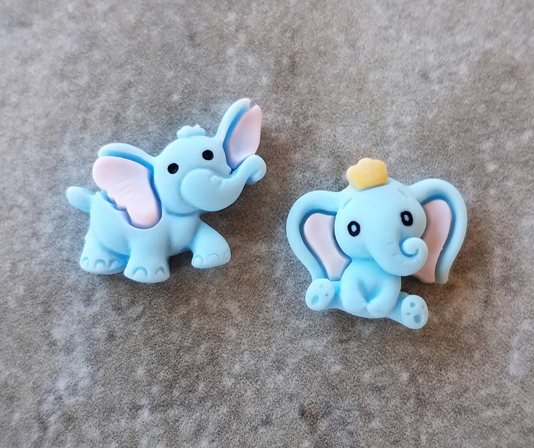 2 Tiny Elephants Flat Back Embellishment Buttons - Etsy