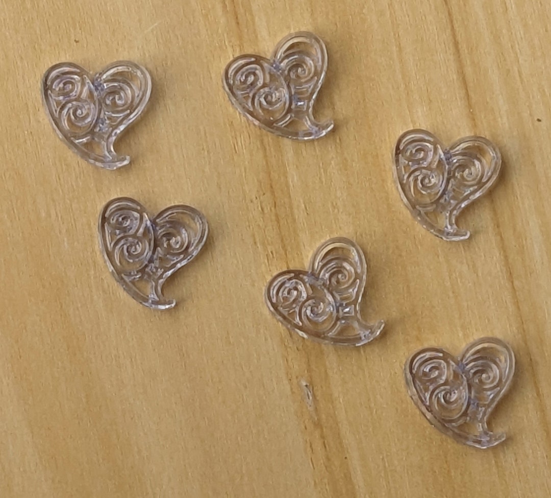 6 Transparent Purple Tint Scrolled Heart Flat Back Buttons Size 7/16 - Etsy