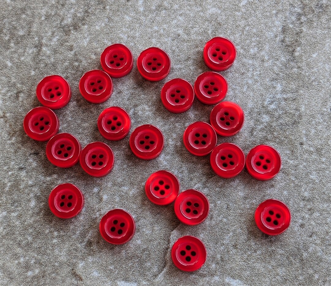 22 Red Small Flat Top Rim Round Buttons Size 5/16" - Etsy