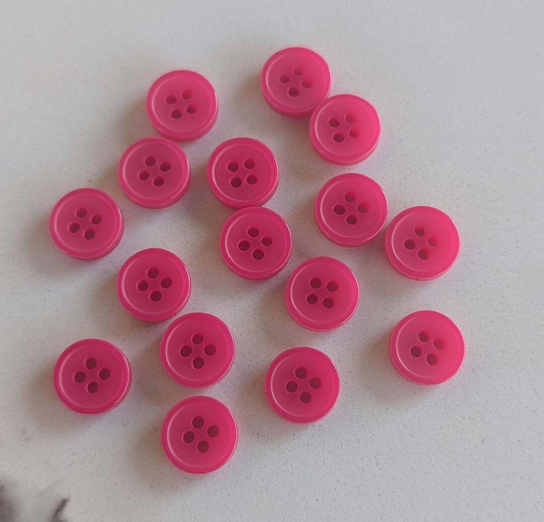 16 Hot Pink Skinny Rim Round Buttons Size 7/16" Sewing Crafting - Etsy