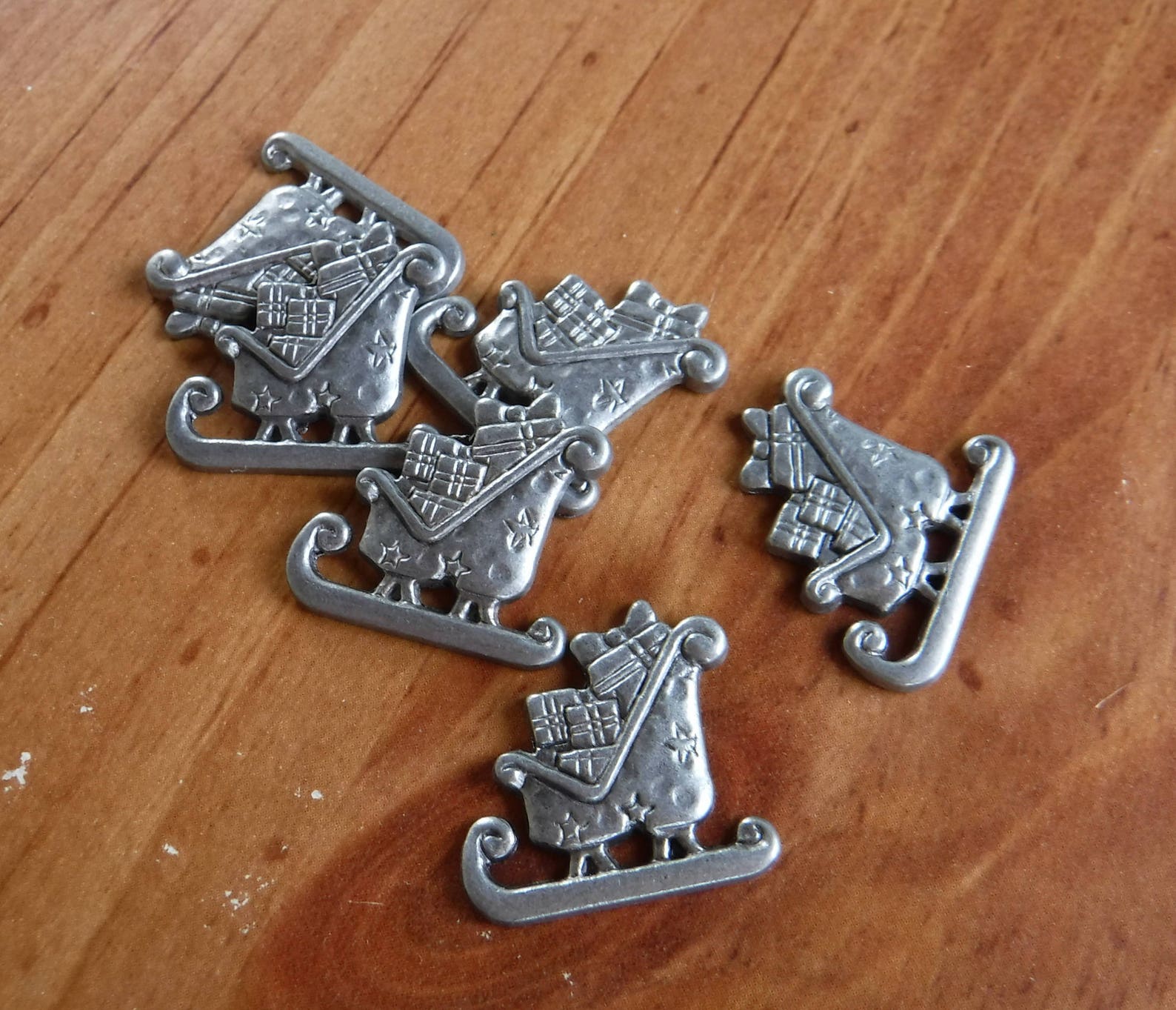 6 Silver Flat Back Charms - Etsy