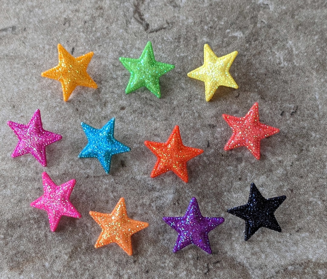 6 Double Star Glitter Shank Buttons Size 5/8" Crafting Sewing - Etsy
