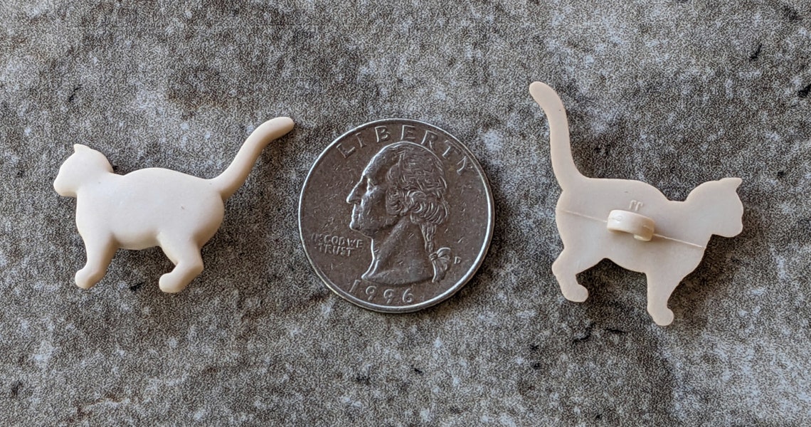 3 Silhouette Tan Walking Cat Shank Buttons Size 1 1/8" Crafting Sewing ...