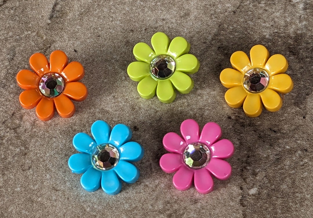5 Mixed Gem Center Daisy Flower Buttons Size 7/8" - Etsy