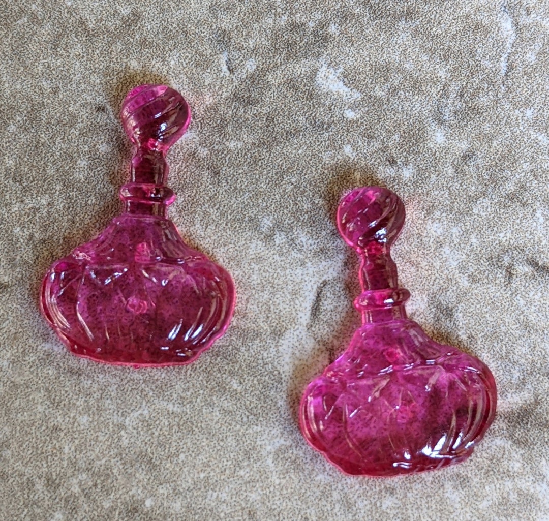 2 Perfume Bottle Hot Pink Flat Back Embellishment Buttons Size 5/8" - Etsy