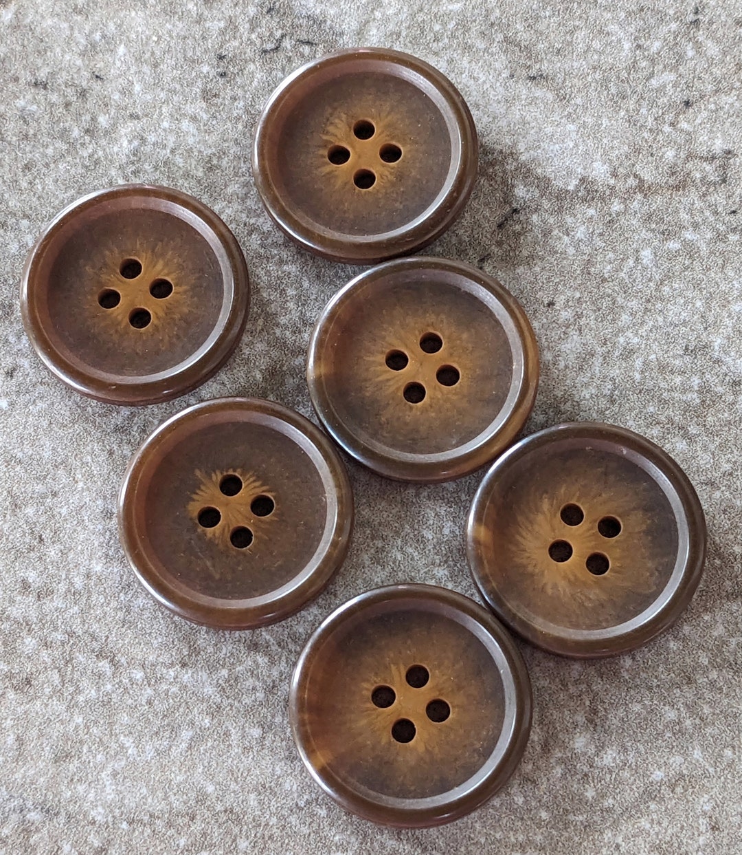 6 Brown Wood Tone Center Round Buttons Size 1" - Etsy