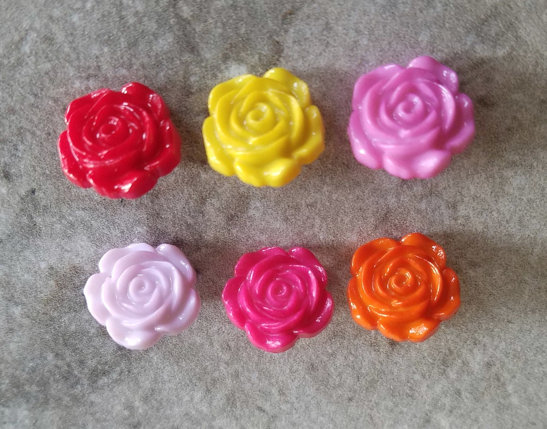 6 Rose Flower Buttons You Choose Size and Color - Etsy