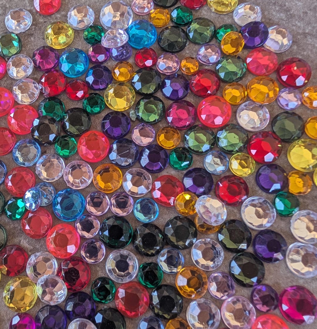 Multi Color Multi Size Round Acrylic Rhinestone Gems Flat Back ...