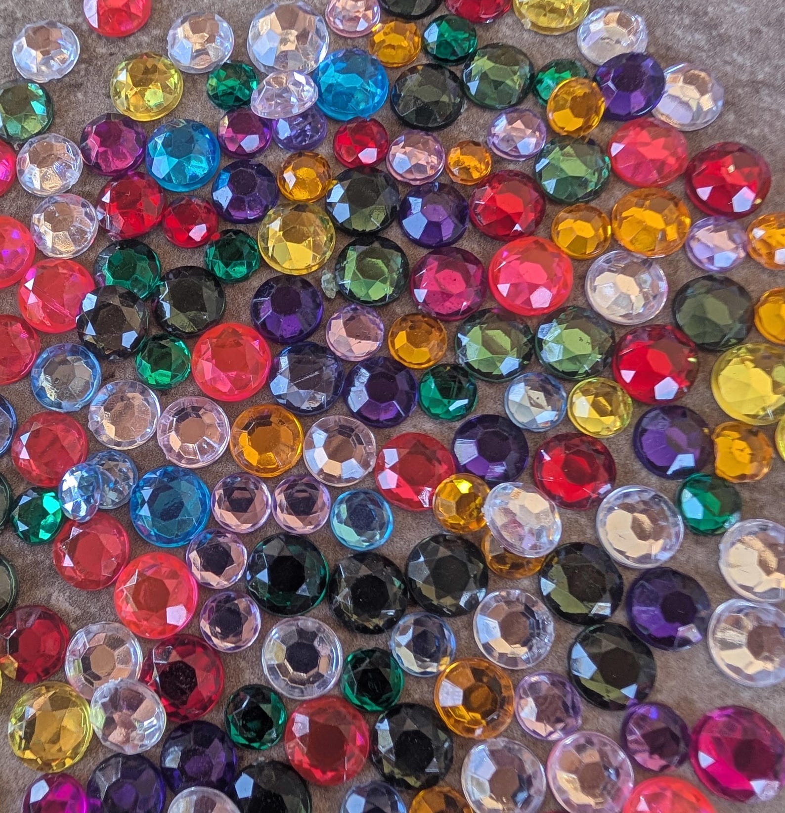 Multi Color Multi Size Round Acrylic Rhinestone Gems Flat Back ...
