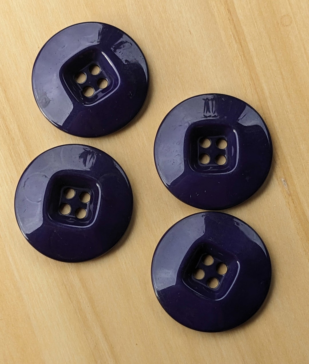 4 Eggplant Purple Jumbo Square Center Round Buttons Size 1 5/16" - Etsy