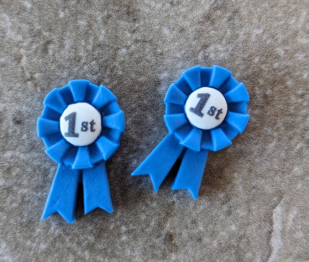 2 1st Place Blue Ribbon Flat Back Embellishment Buttons Size 5/8" - Etsy