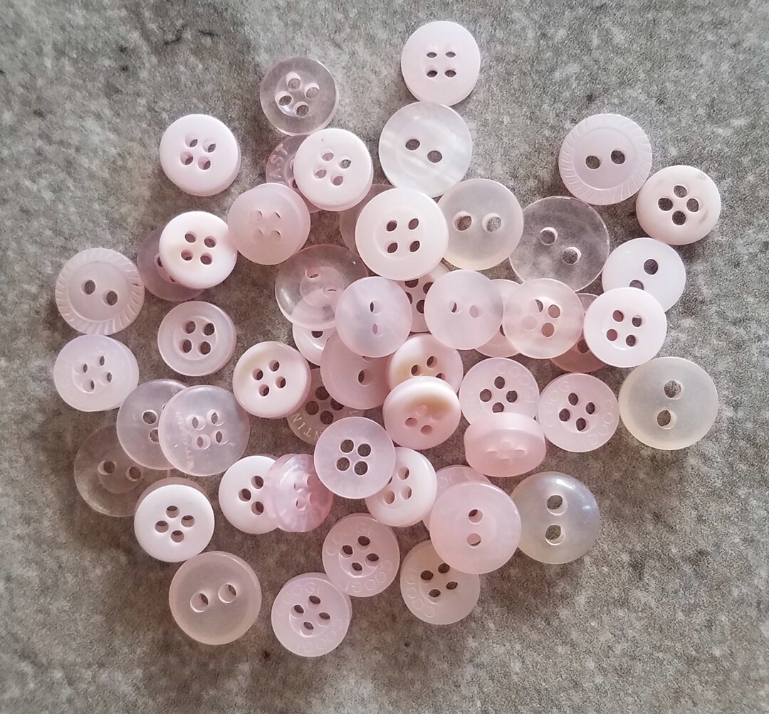 Pale Pink Buttons, 50 Small Assorted Round Sewing Crafting Bulk Buttons ...