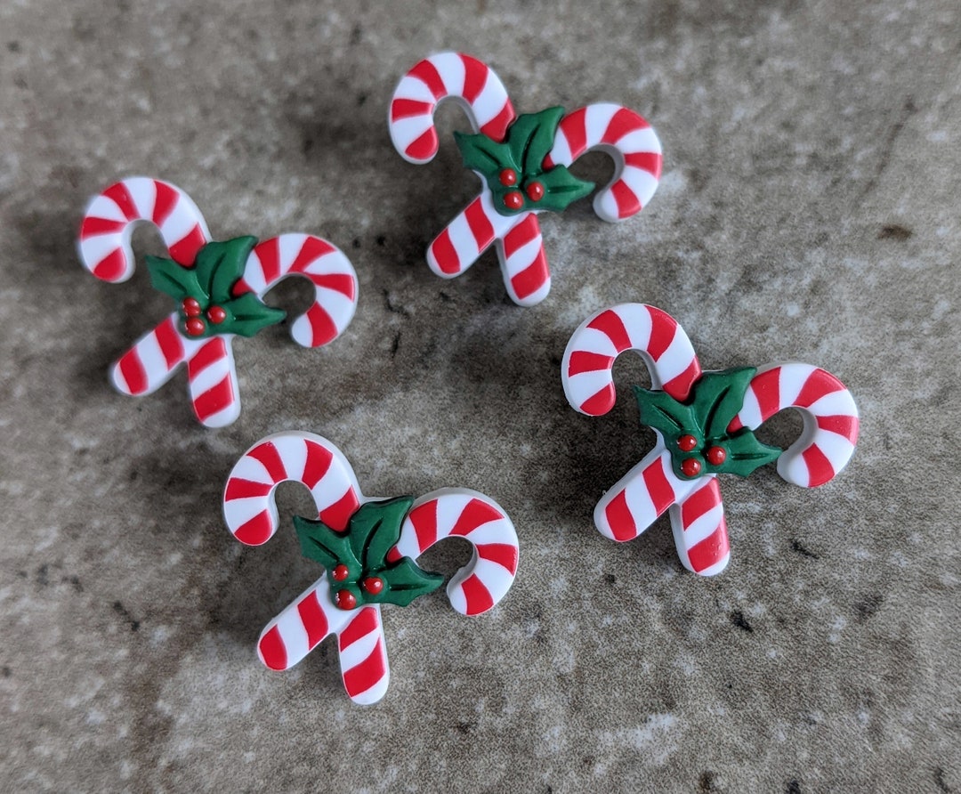4 Holly Double Candy Cane Shank Buttons Size 3/4" - Etsy