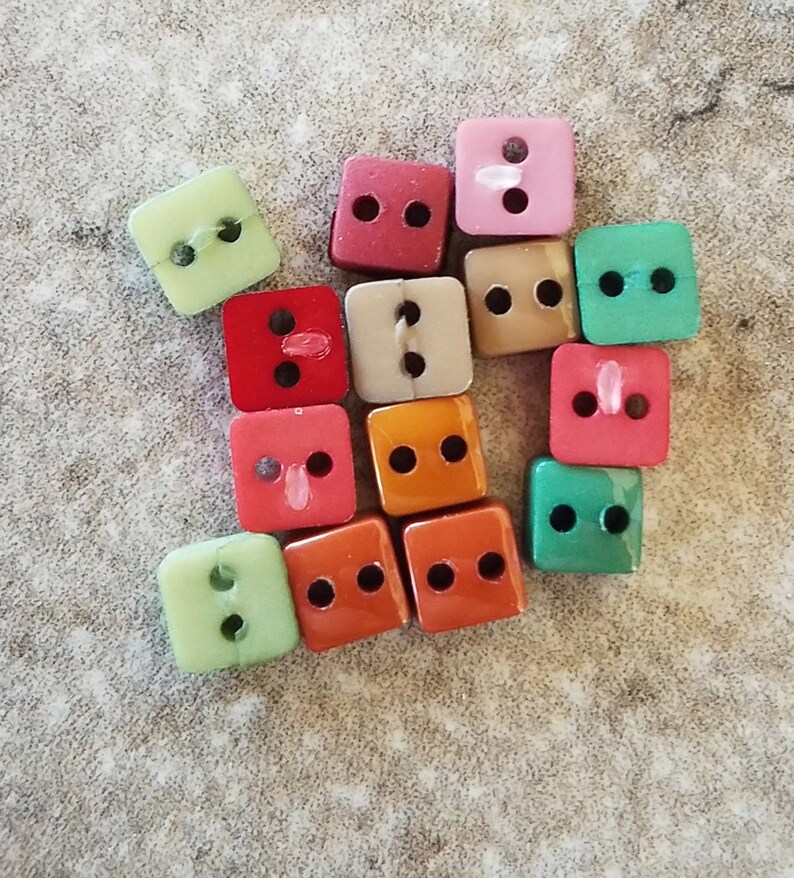 Micro Mini Fat Square Shapes Buttons Size 5/16" You Choose the Style - Etsy