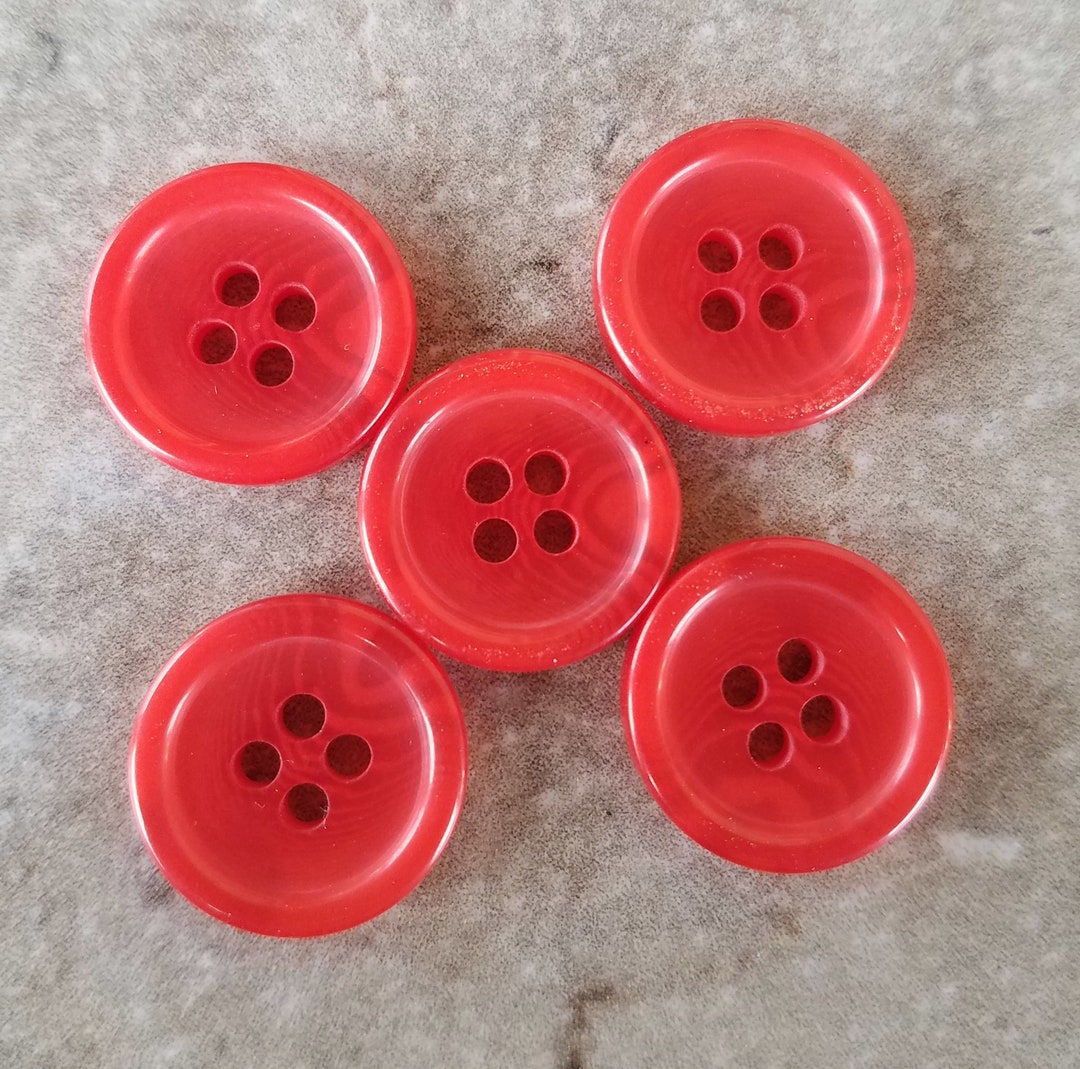 5 Red Double Tone Round Buttons Size 11/16" - Etsy