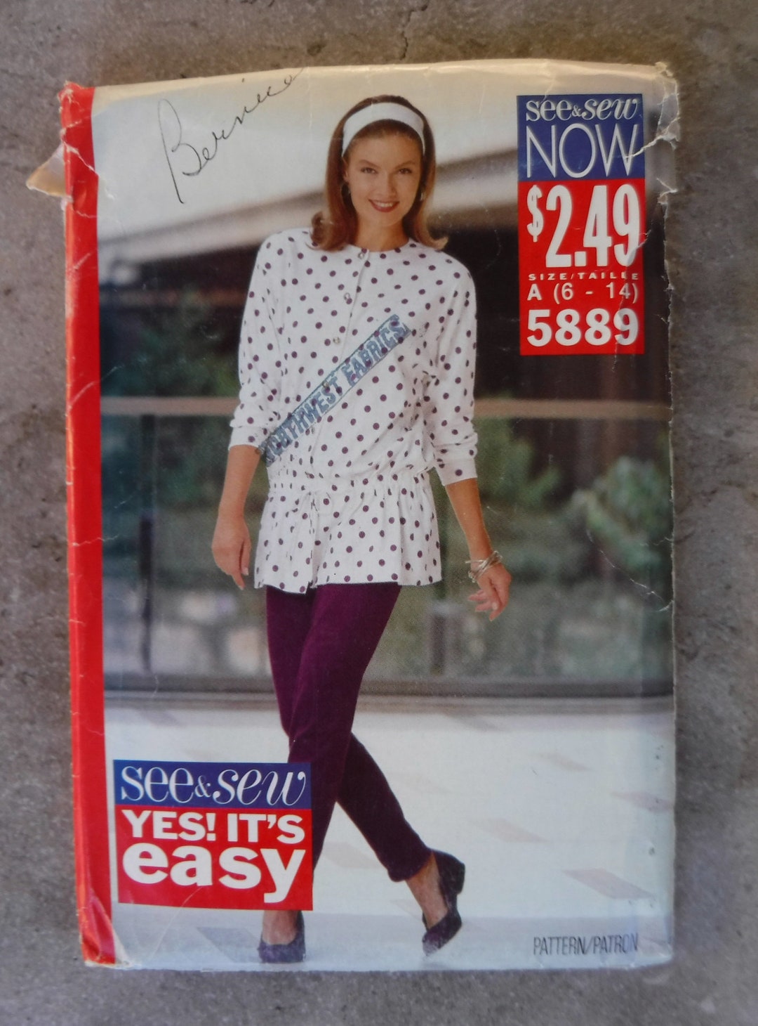 Butterick See and Sew Pattern Misses Top and Pants 5889 Complete Uncut ...