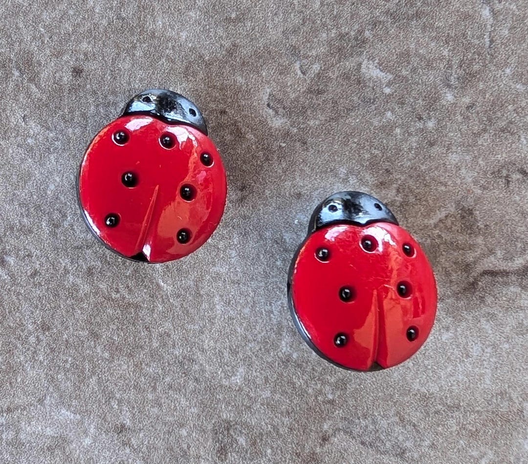 2 Lady Bug Shiny Red Large Shank Buttons Size 13/16" Crafting Sewing - Etsy