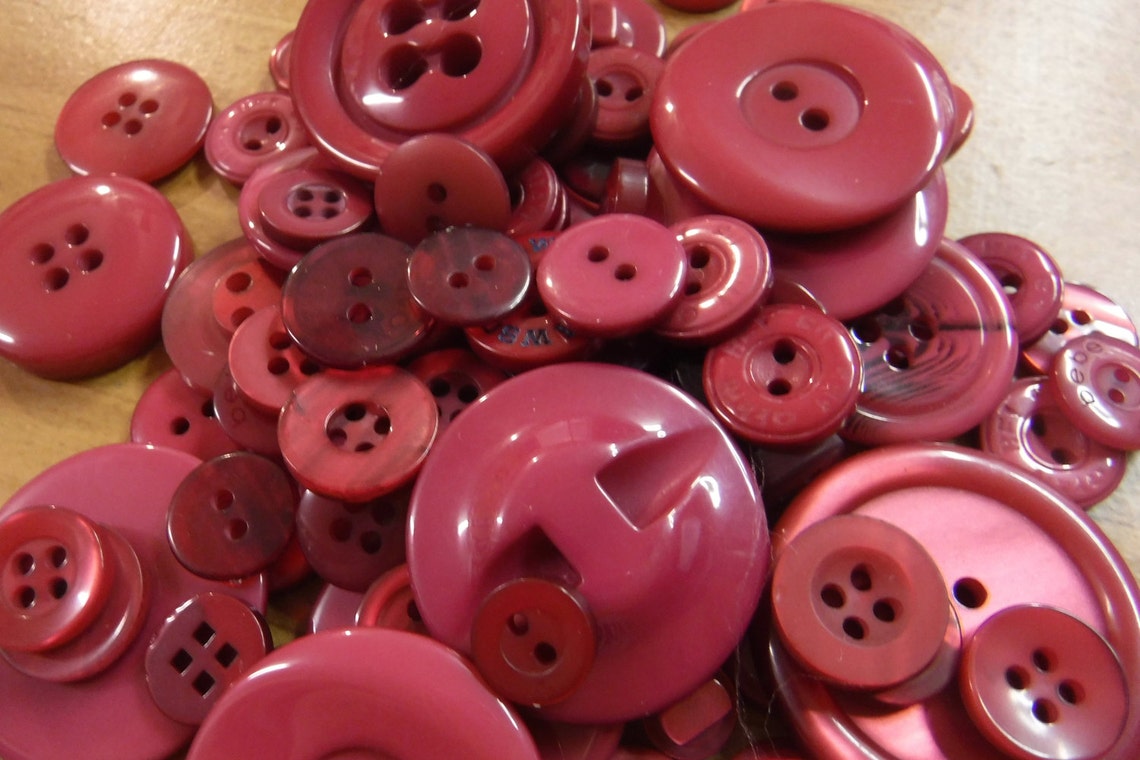 Wine Red Buttons 100 Bulk Assorted Round Multi Size Crafting | Etsy