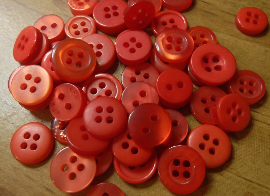 Red Shades Buttons, 50 Small Assorted Round Sewing Crafitng Bulk ...