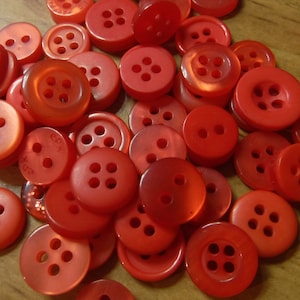 Red Shades Buttons, 50 Small Assorted Round Sewing Crafitng Bulk ...